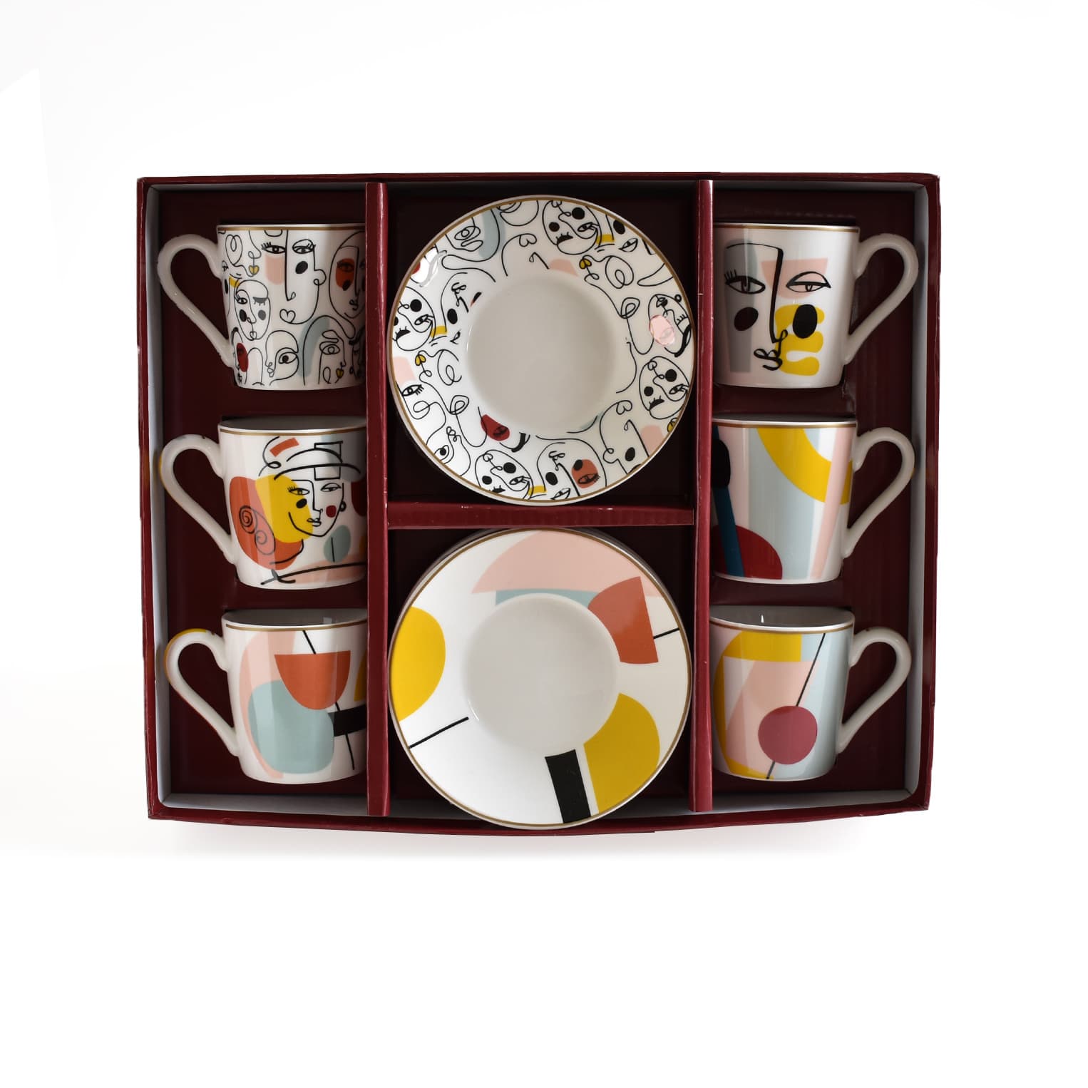 Coffret 6 tasses à café expresso et soucoupes Modernism